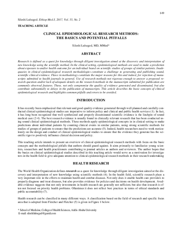 (PDF) Clinical Epidemiological Research Methods: The Basics and ...