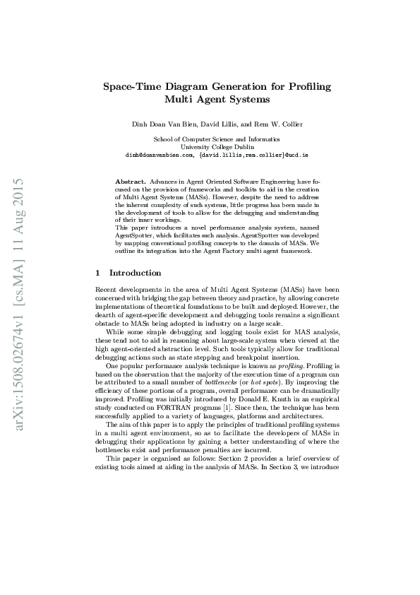 (PDF) Space-Time Diagram Generation for Profiling Multi Agent Systems