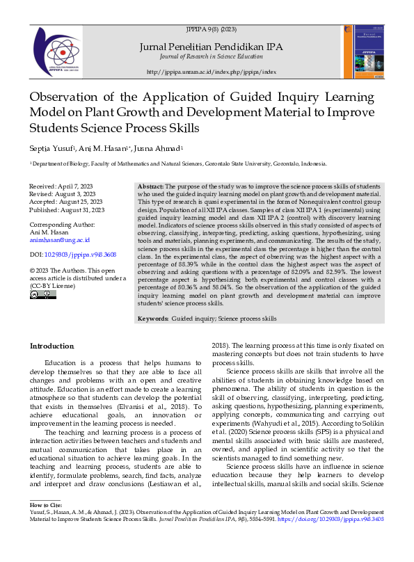 (PDF) Observation of the Application of Guided Inquiry Learning Model ...