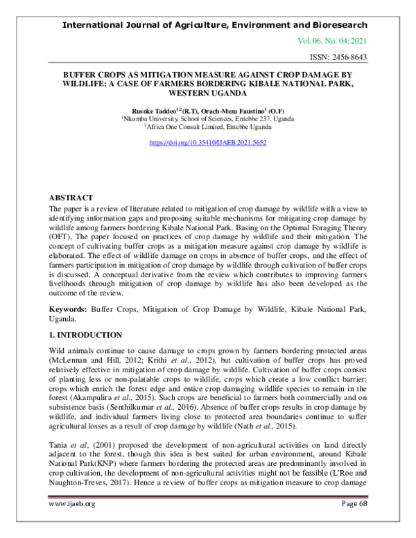 (PDF) Buffer Crops as Mitigation Measure Against Crop Damage by ...