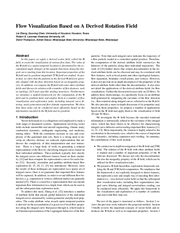 (PDF) Flow Visualization Based on A Derived Rotation Field