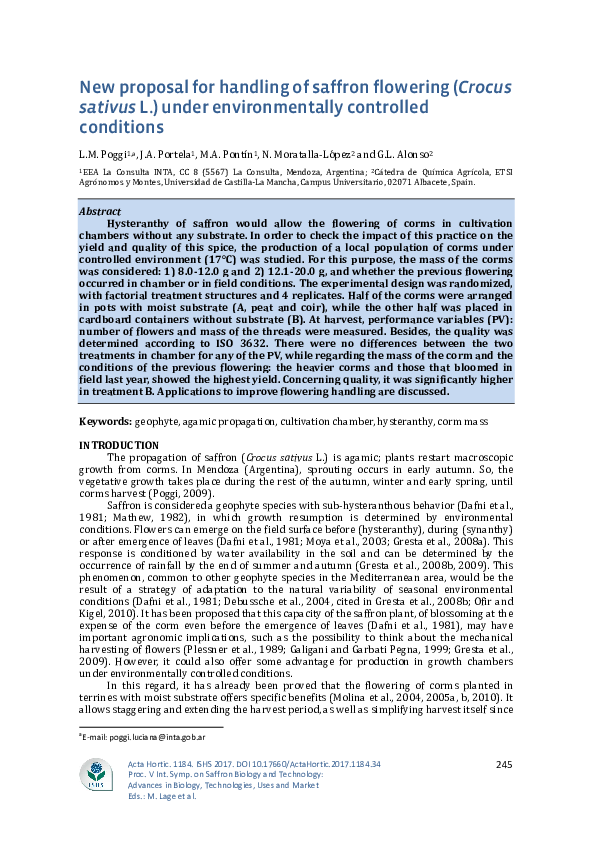 (PDF) New proposal for handling of saffron flowering ( Crocus sativus L ...