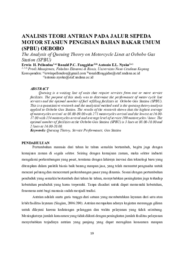 (PDF) Analisis Teori Antrian Pada Jalur Sepeda Motor Stasiun Pengisian ...
