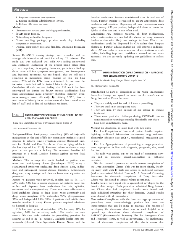(PDF) 142 Drug Instruction Chart completion – improving our service ...