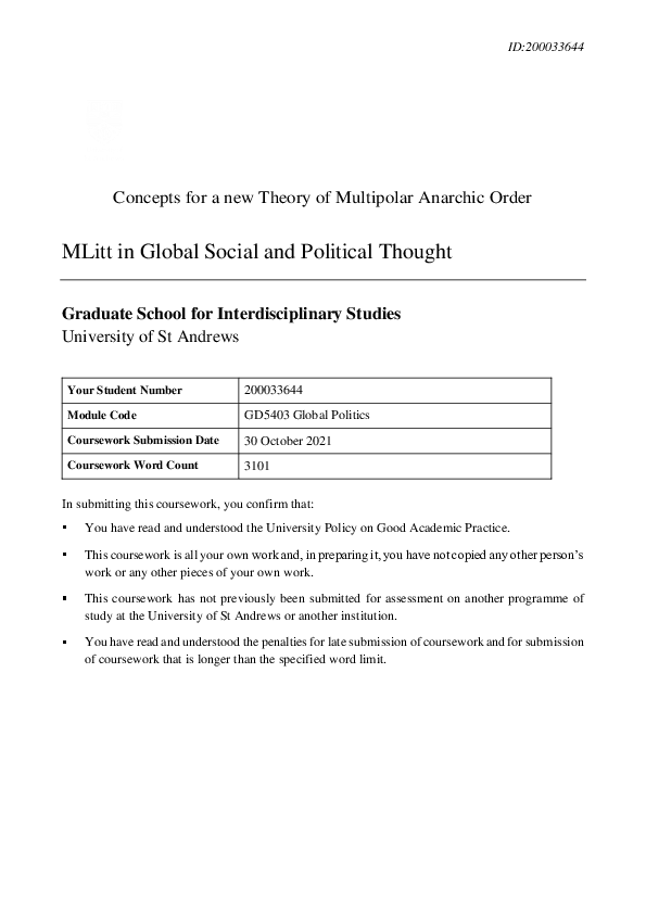 (PDF) Concepts for a new Theory of Multipolar Anarchic Order MLitt in ...