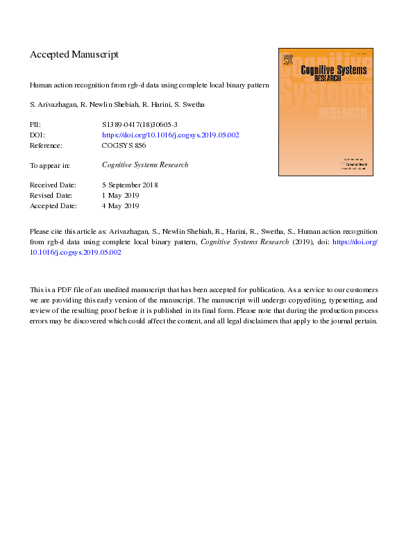Pdf Human Action Recognition From Rgb D Data Using Complete Local