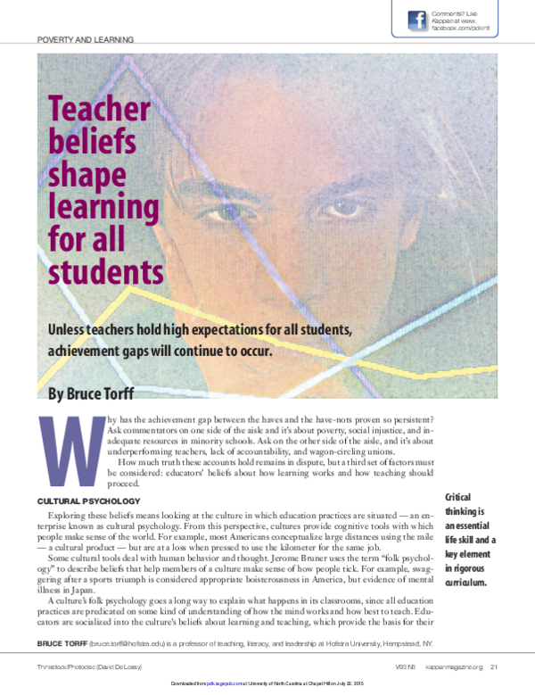 (PDF) Teacher Beliefs Shape Learning for all Students