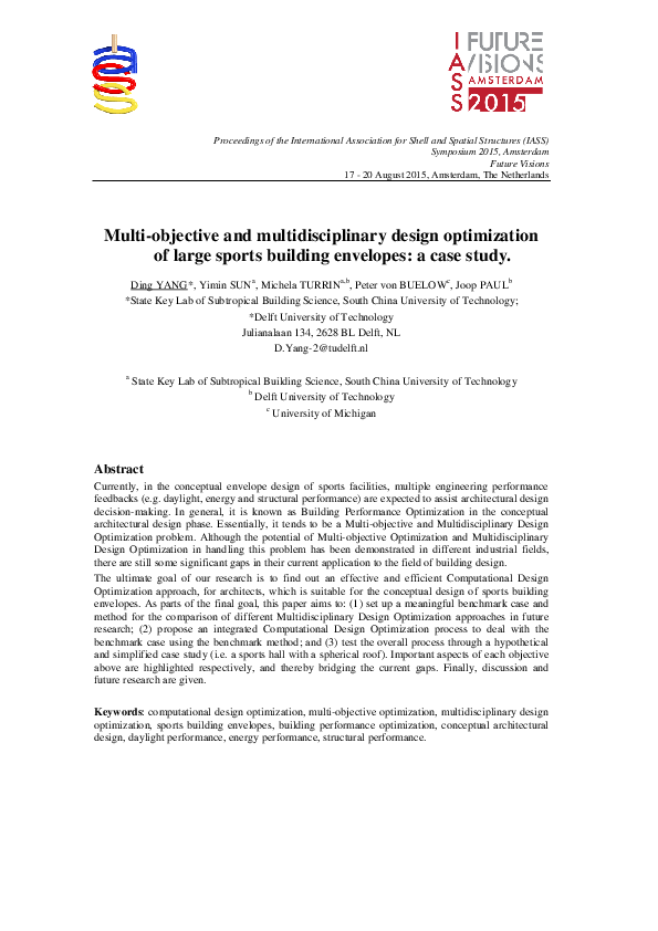 (PDF) Multi-objective and multidisciplinary design optimization of large sports building ...