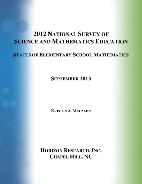 (PDF) 2012 National Survey of Science and Mathematics Education: Status ...