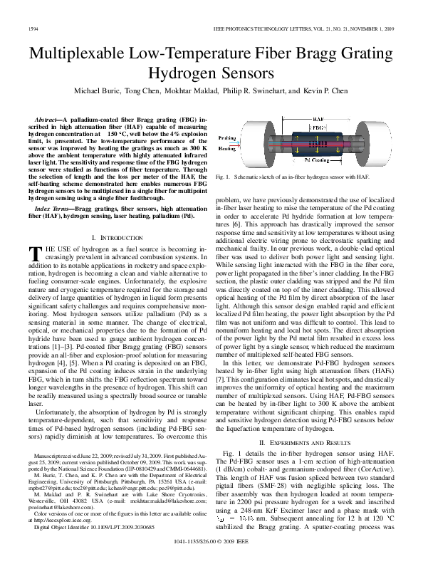 (PDF) Multiplexable Low-Temperature Fiber Bragg Grating Hydrogen Sensors