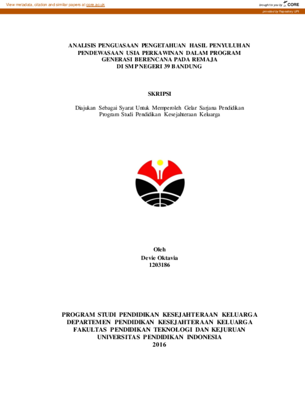 (PDF) Analisis Penguasaan Pengetahuan Hasil Penyuluhan Pendewasaan Usia ...
