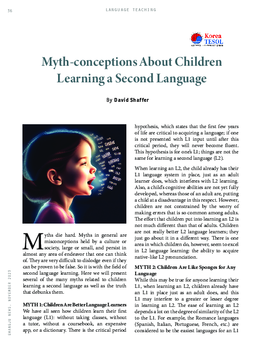 (PDF) Myth-Conceptions About Children Learning a Second Language