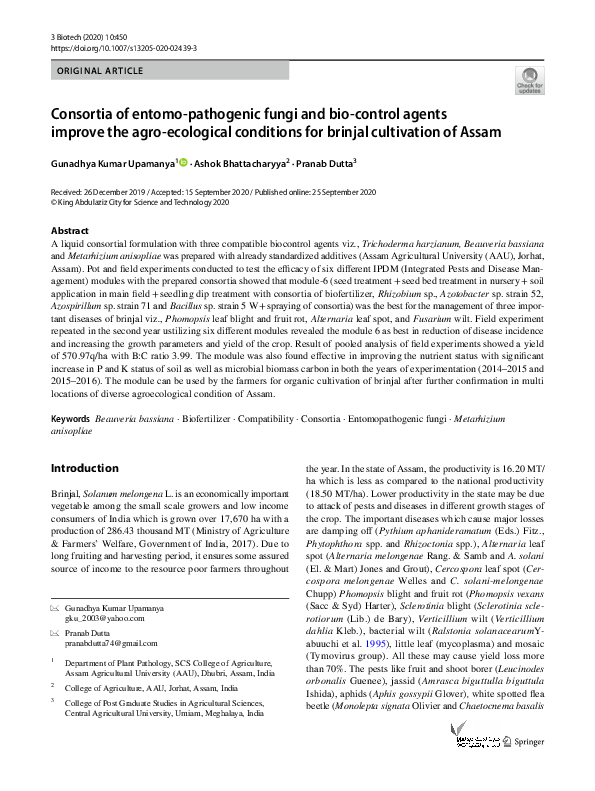 (PDF) Consortia of entomo-pathogenic fungi and bio-control agents ...