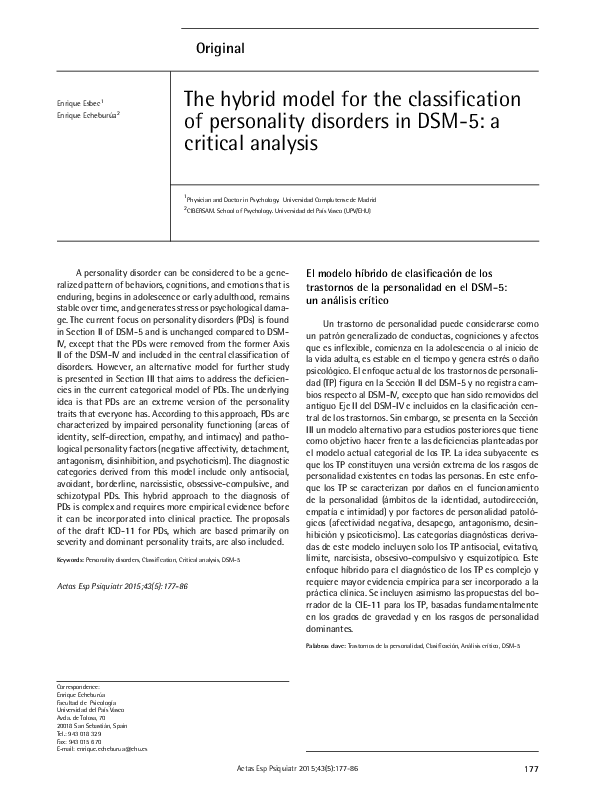 (PDF) The hybrid model for the classification of personality disorders ...