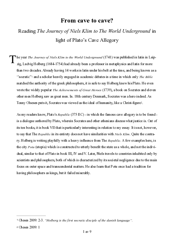 (PDF) From Cave to Cave? Ludvig Holberg's "The Journey of Niels Klim to ...