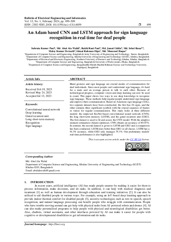 (PDF) An Adam based CNN and LSTM approach for sign language recognition ...