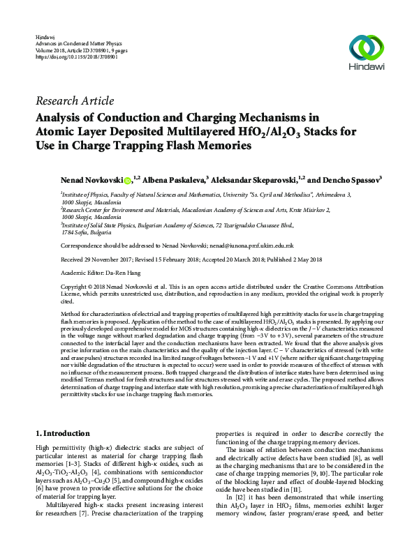 (PDF) Analysis of Conduction and Charging Mechanisms in Atomic Layer ...