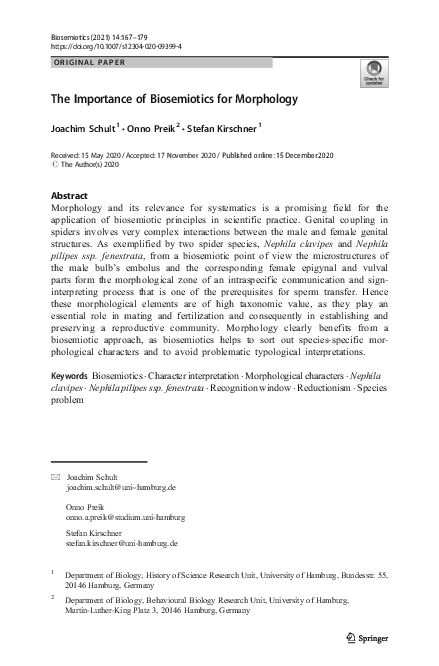 (PDF) The Importance of Biosemiotics for Morphology