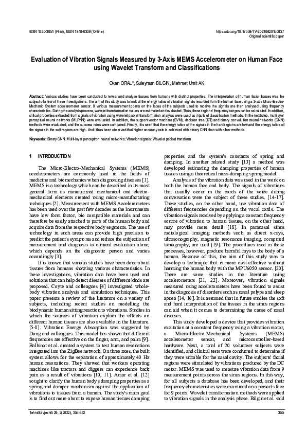 (PDF) Evaluation of Vibration Signals Measured by 3-Axis MEMS Accelerometer on Human Face using ...