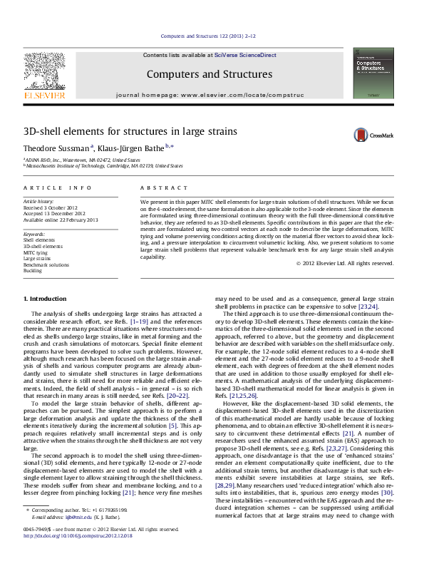 (PDF) 3D-shell elements for structures in large strains