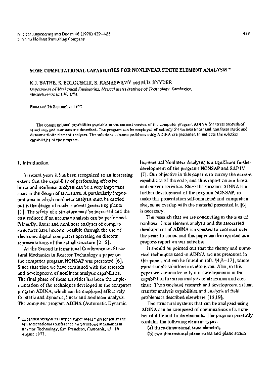 (PDF) Some computational capabilities for nonlinear finite element analysis