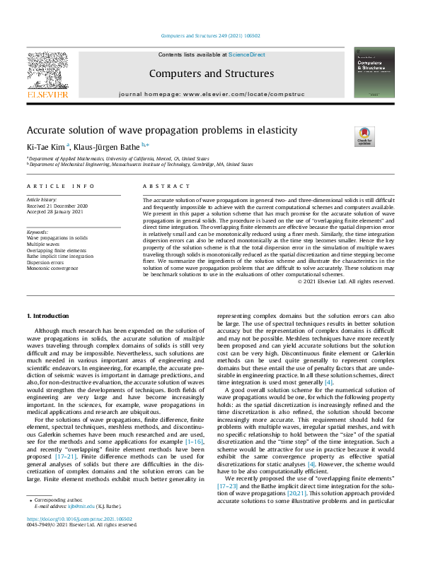 (PDF) Accurate solution of wave propagation problems in elasticity