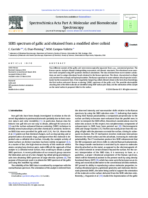 (PDF) SERS spectrum of gallic acid obtained from a modified silver colloid