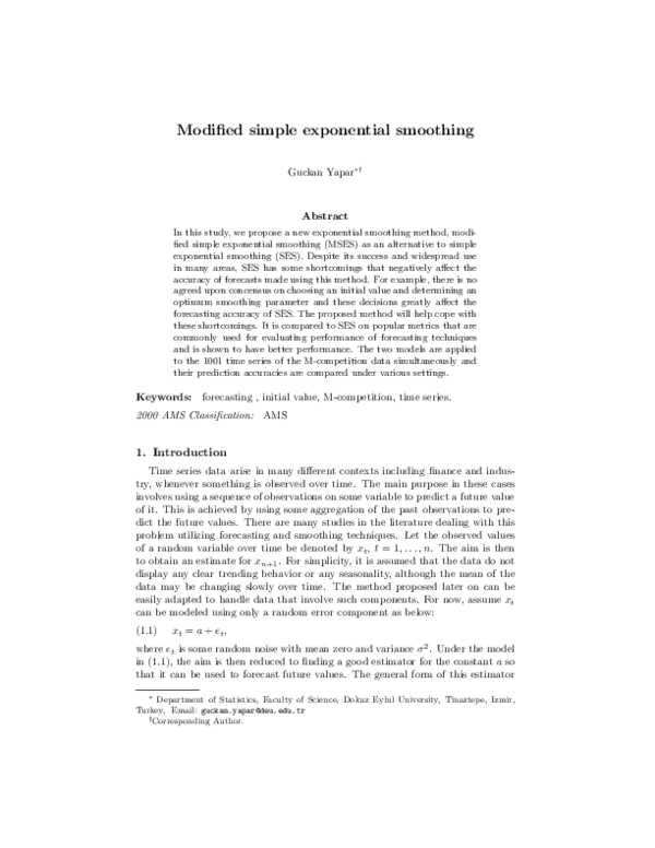 (PDF) Modified simple exponential smoothing
