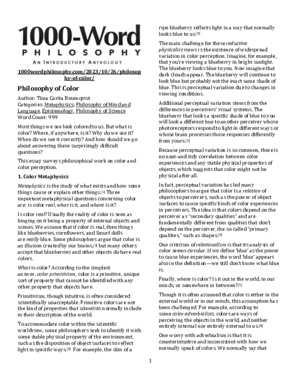(PDF) Philosophy of Color