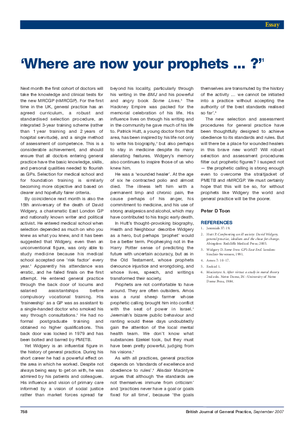 (PDF) Where are now your prophets...?