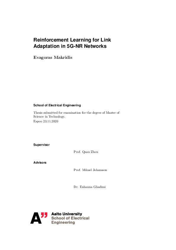 (PDF) Reinforcement Learning for Link Adaptation in 5G-NR Networks