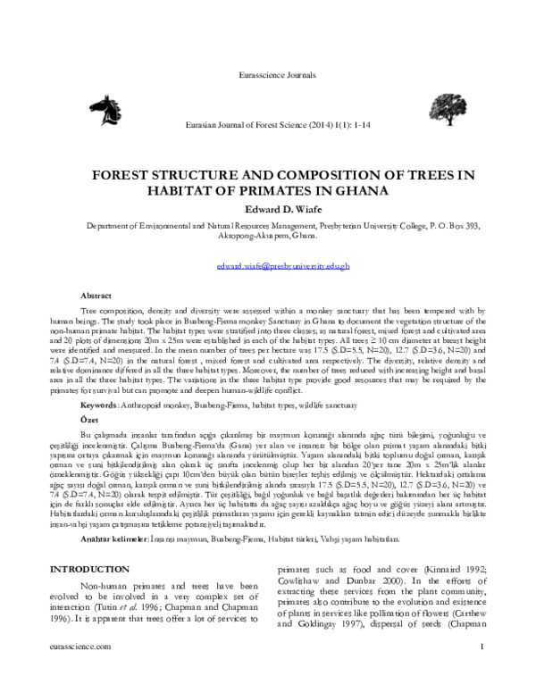 (PDF) Forest Structure and Composition of Trees in Two Sympatric ...