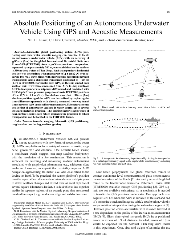(PDF) Absolute Positioning of an Autonomous Underwater Vehicle Using ...