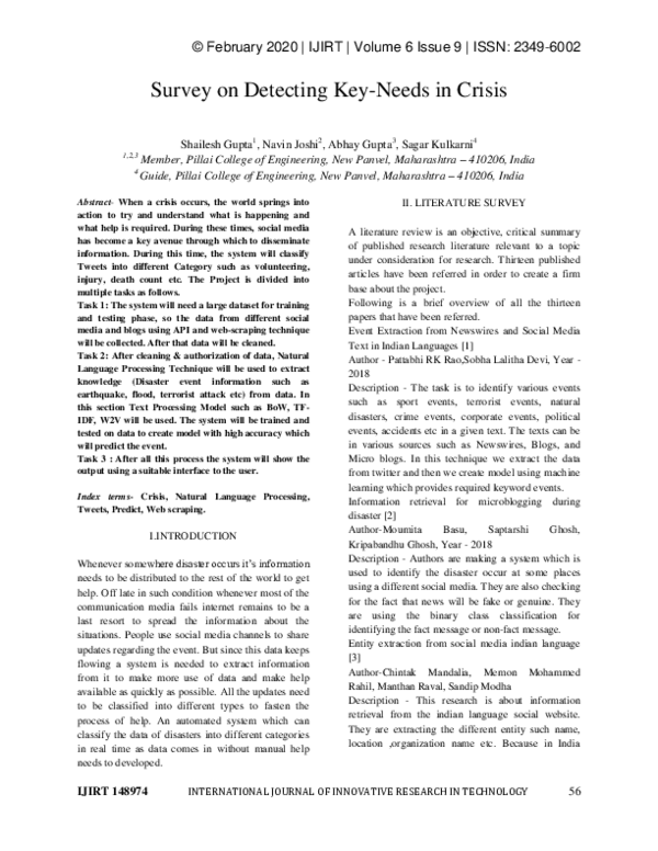 (PDF) Detecting Key needs in Crisis