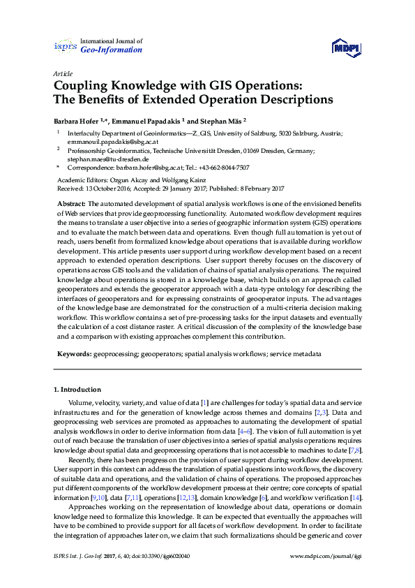 (PDF) Coupling Knowledge with GIS Operations: The Benefits of Extended ...