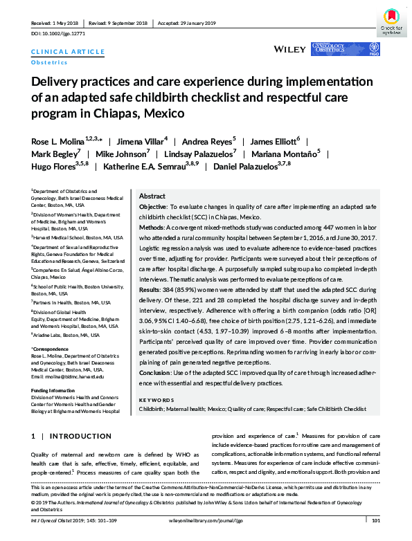 (PDF) Adapting Safe Childbirth Practices in Chiapas