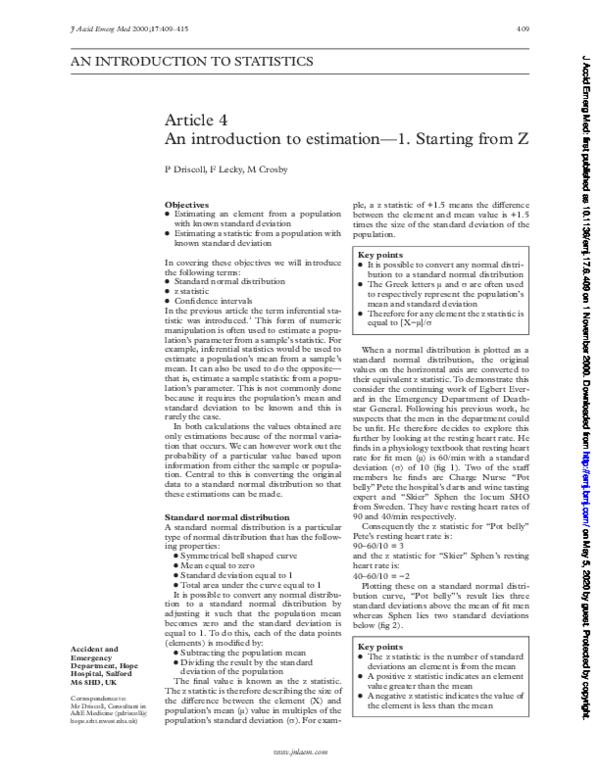(PDF) Article 4. An introduction to estimation--1. Starting from Z