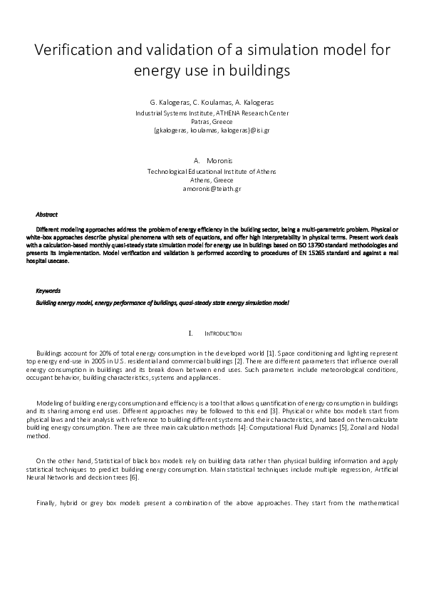 (PDF) Verification and validation of a simulation model for energy use ...