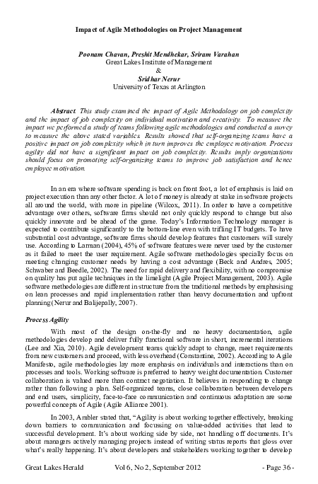 (PDF) Impact of Agile Methodologies on Project Management