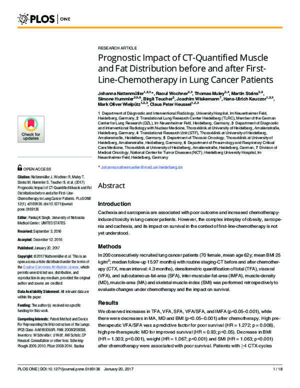 (PDF) Prognostic Impact of CT-Quantified Muscle and Fat Distribution ...