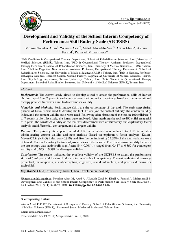 (PDF) Development and Testing of the School Competency Assessment Scale