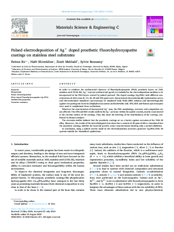 (PDF) Pulsed electrodeposition of Ag+ doped prosthetic ...