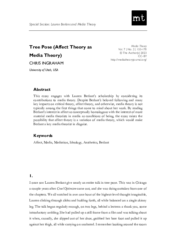 (PDF) Tree Pose (Affect Theory as Media Theory