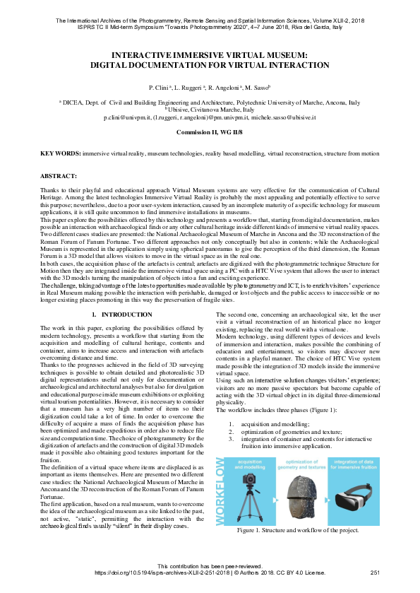 (PDF) Interactive Immersive Virtualmuseum: Digital Documentation for Virtual Interaction