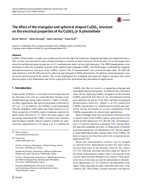 (PDF) The effect of the triangular and spherical shaped CuSbS2 ...