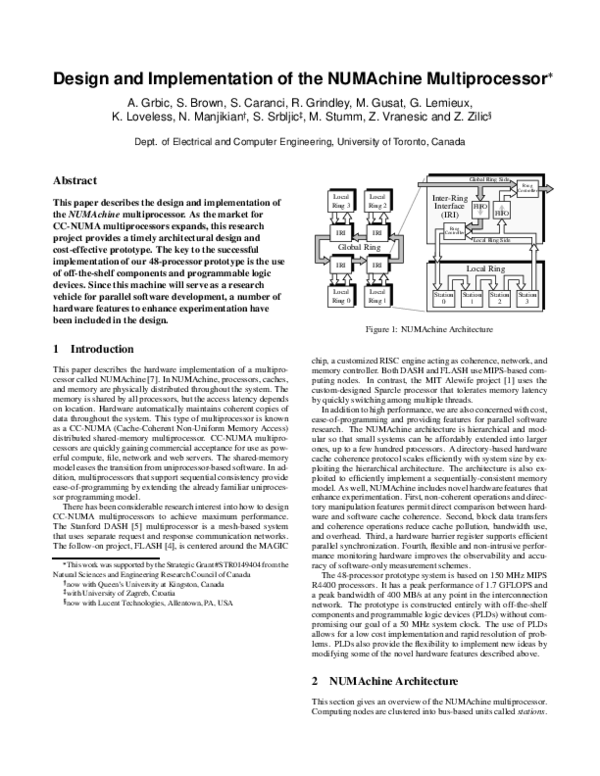 (PDF) Design and implementation of the NUMAchine multiprocessor