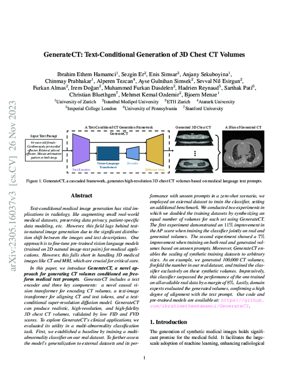 (PDF) GenerateCT: Text-Guided 3D Chest CT Generation