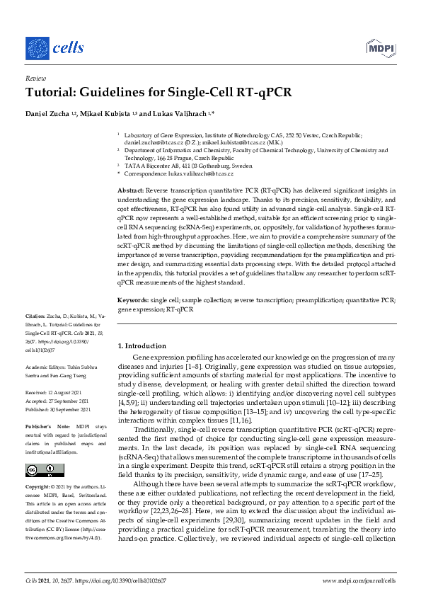 (PDF) Tutorial: Guidelines for Single-Cell RT-qPCR