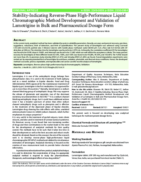 (PDF) Stability-Indicating Reverse-Phase High-Performance Liquid Chromatographic Method ...