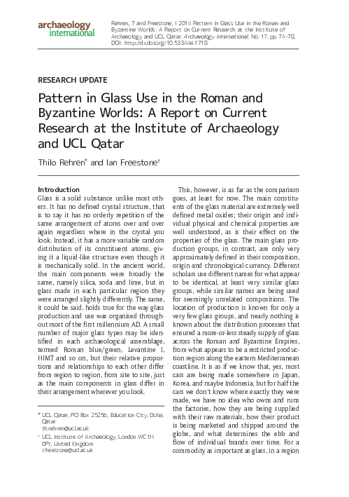 (PDF) Pattern in Glass Use in the Roman and Byzantine Worlds: A Report ...